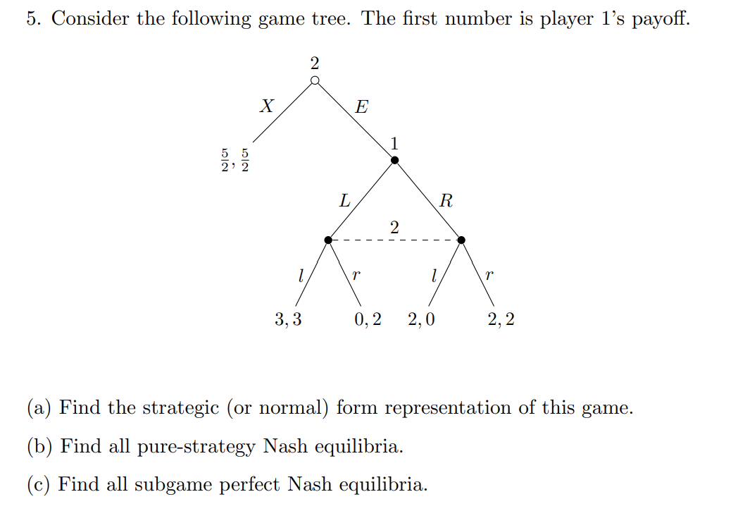 Solved 5. Consider the following game tree. The first number | Chegg.com