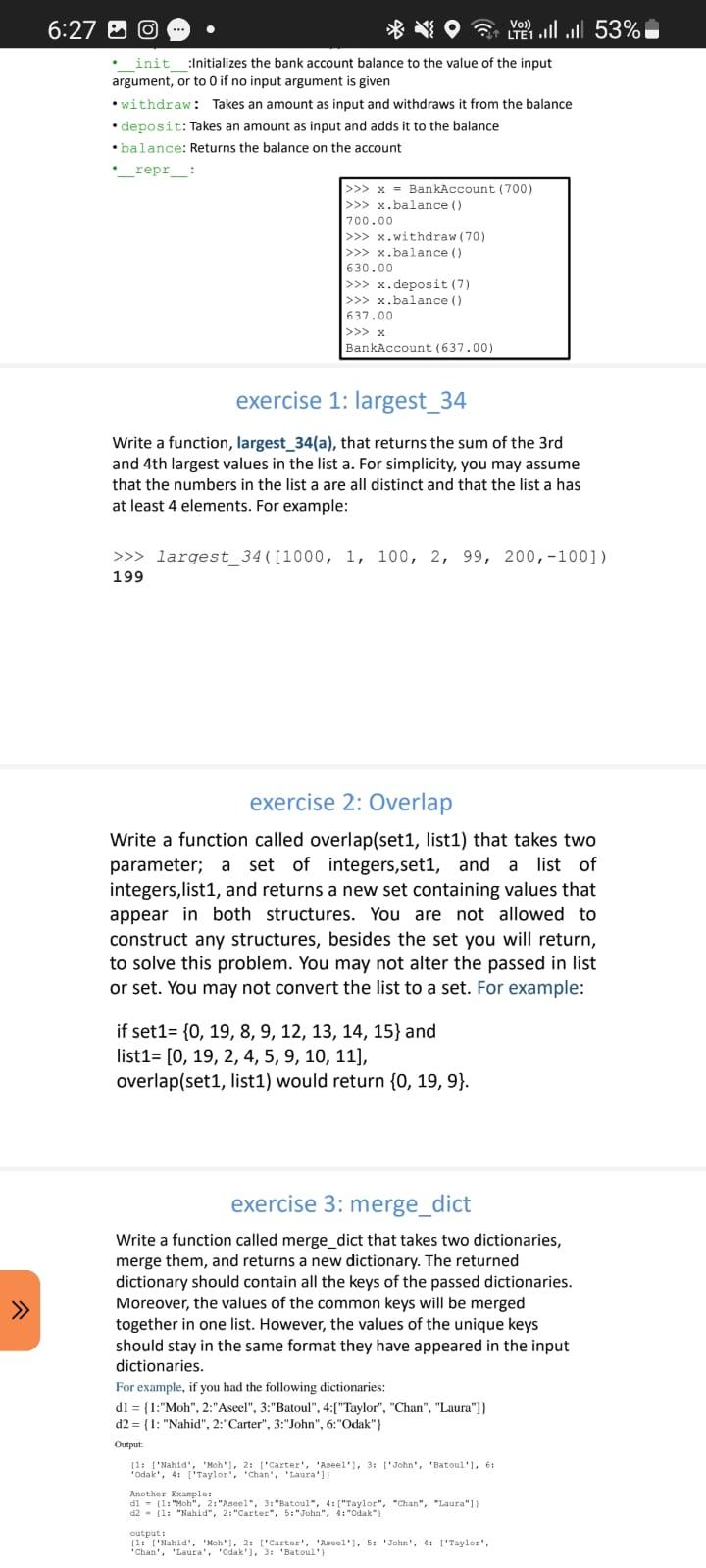 Solved 6:27 0 Vo)) 53% اا اا. r ه ه } * . ال exercise 0: Do | Chegg.com