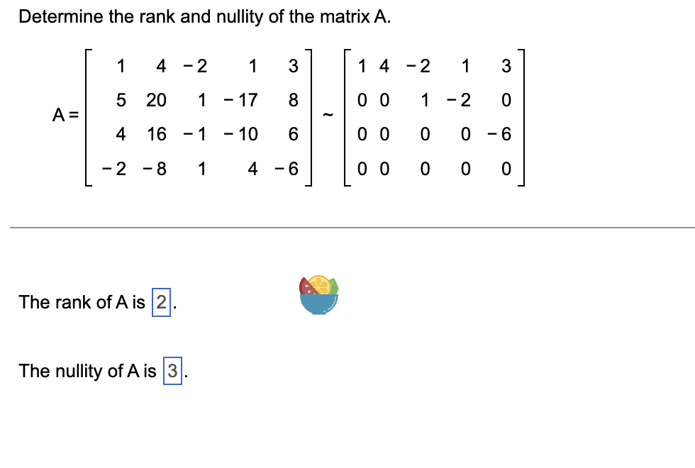 Solved Determine the rank and nullity of the matrix A. | Chegg.com
