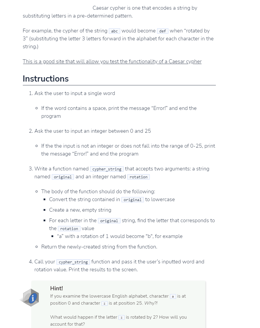 Solved Caesar Cypher Is One That Encodes A String By