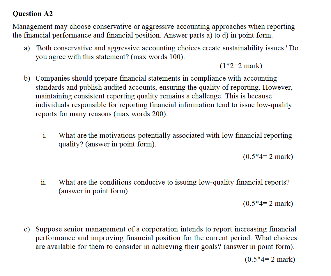 pestion A2 anagement may choose conservative or | Chegg.com