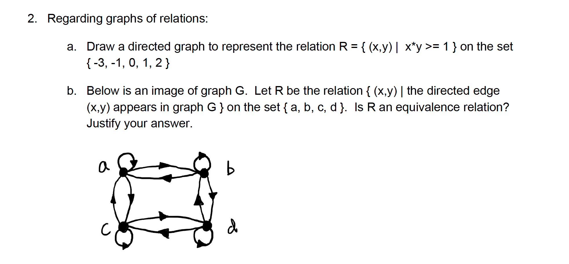 Solved 2. Regarding graphs of relations: a. Draw a directed | Chegg.com Solved 2. Regarding graphs of relations: a. Draw a directed | Chegg.com