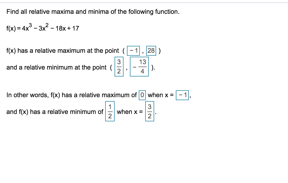 Solved Find all relative maxima and minima of the following | Chegg.com