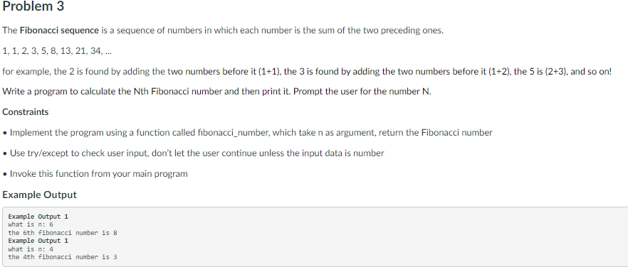 Solved The Fibonacci sequence is a sequence of numbers in | Chegg.com