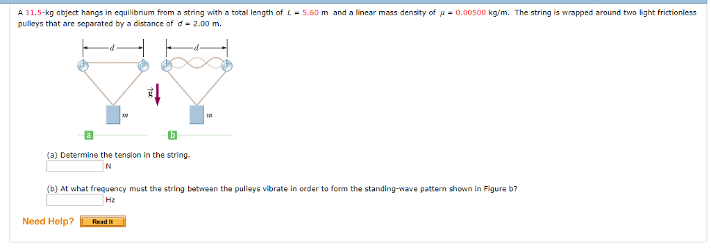 Solved A 11.5-kg object hangs in equilibrium from a string | Chegg.com