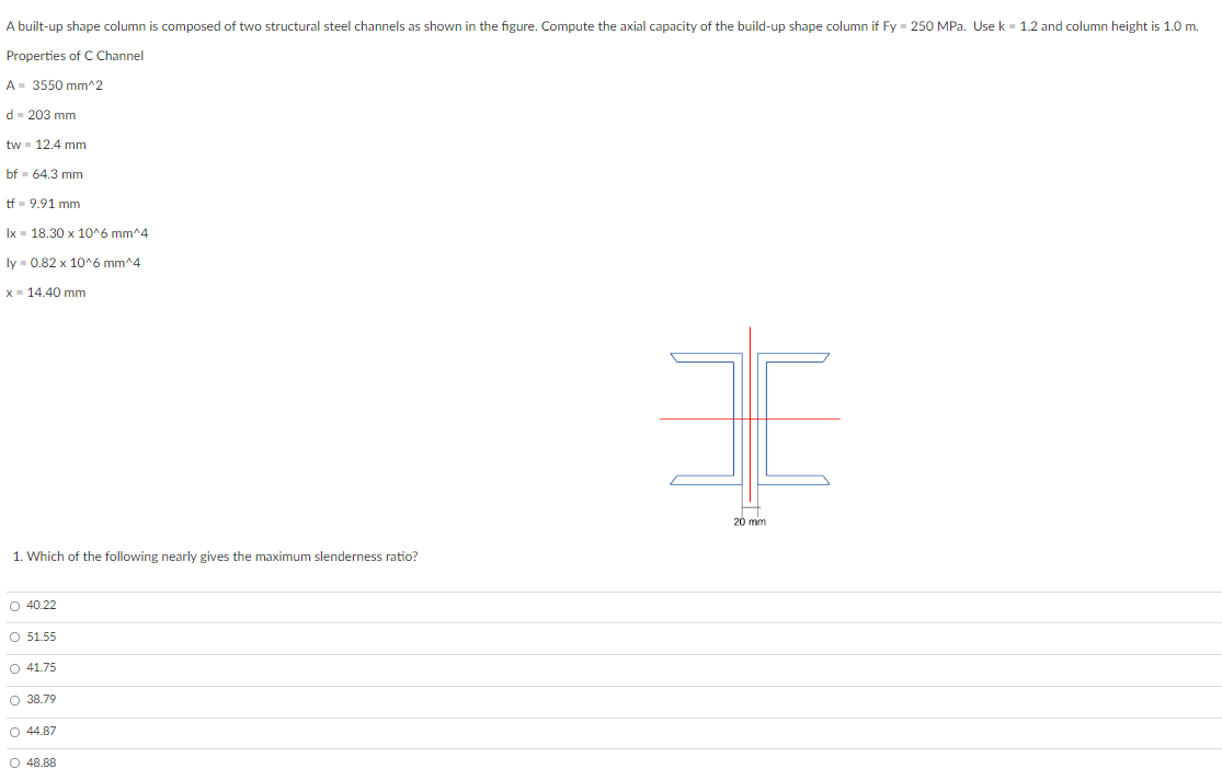 Solved A built-up shape column is composed of two structural | Chegg.com