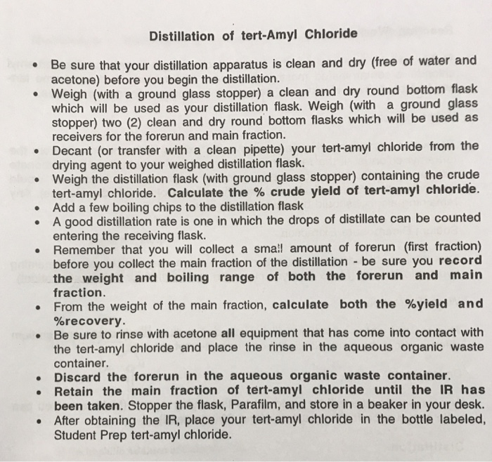 Preparation of tert-Amyl Chloride CH3CH2OH HCI +H20 | Chegg.com