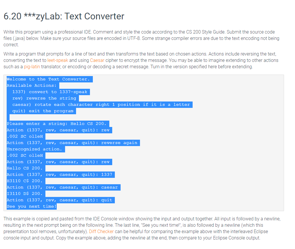 Solved 6.20 ***zyLab: Text Converter Write this program | Chegg.com