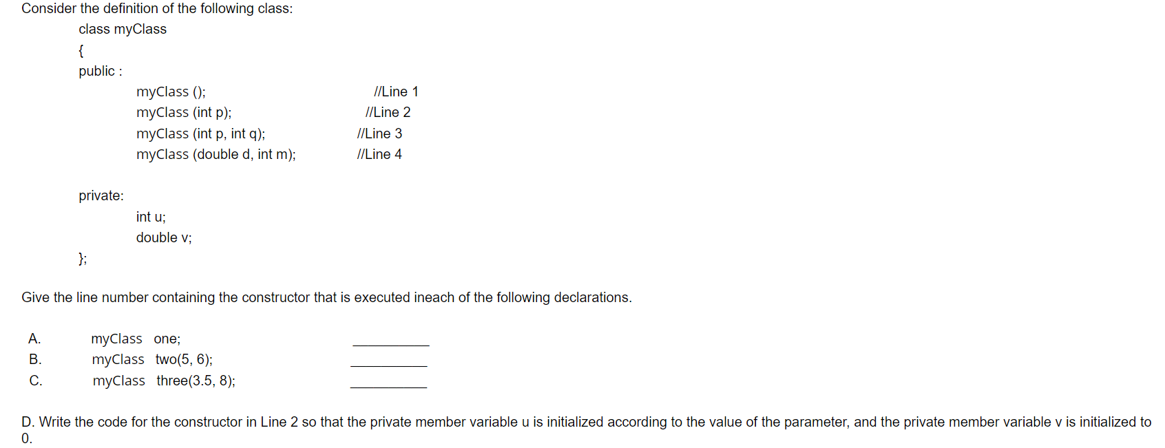 Solved Consider The Definition Of The Following Class Class 2524
