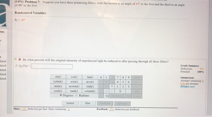 Solved (14% ) Problem 7: of 90 to the first. Suppose you | Chegg.com