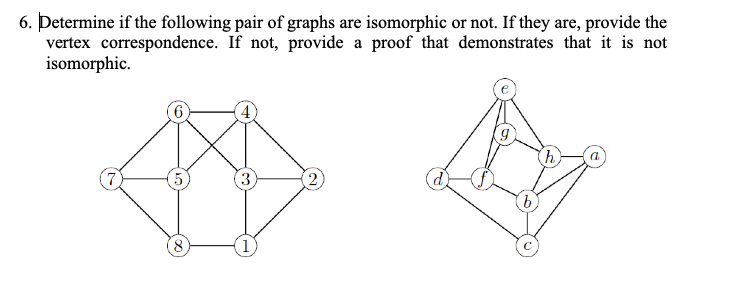 Solved 6. Determine if the following pair of graphs are | Chegg.com