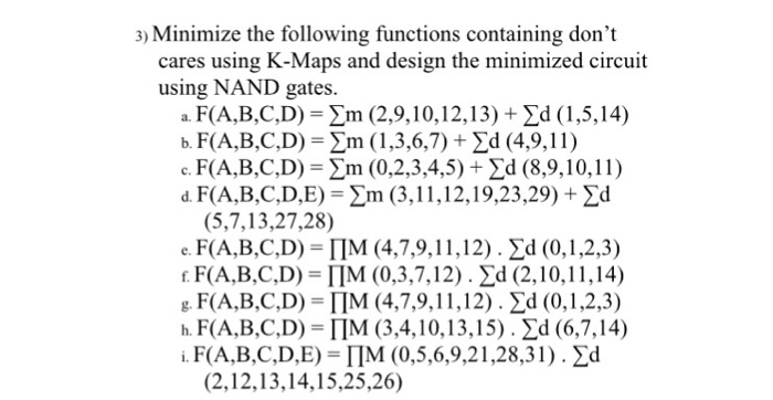 Solved Minimize the following functions containing don't | Chegg.com