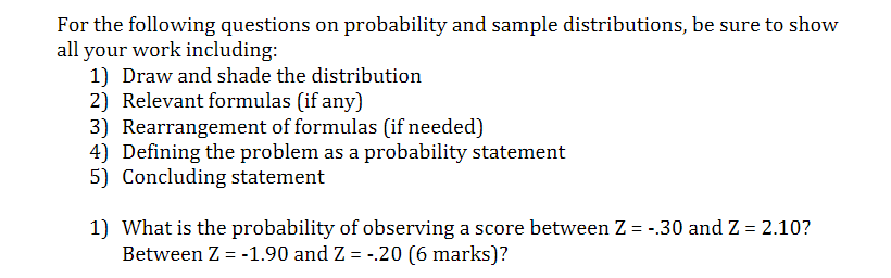 Solved For the following questions on probability and sample | Chegg.com