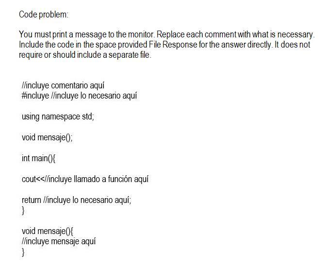 Solved Code problem: You must print a message to the | Chegg.com