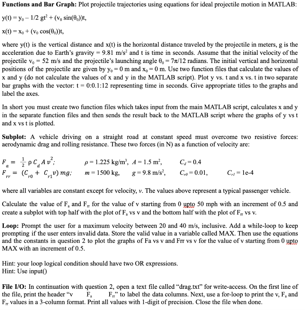 Solved y(t)=y0−1/2gt2+(v0sin(θ0))tx(t)=x0+(v0cos(θ0))t where | Chegg.com