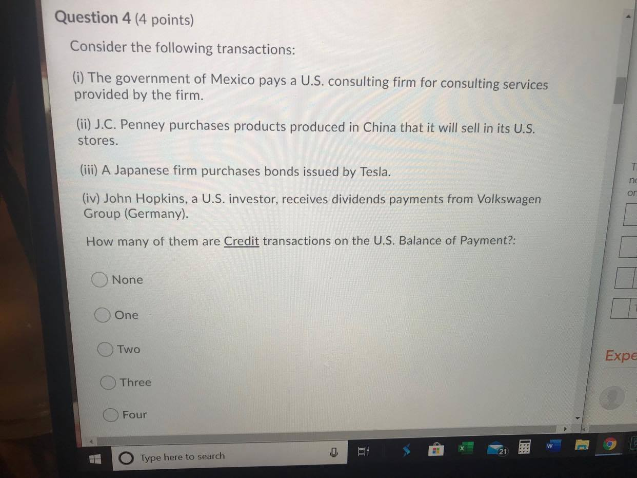 Solved Question 4 (4 points) Consider the following | Chegg.com