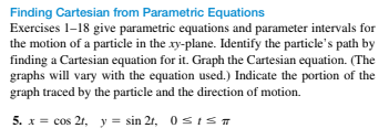 Solved Finding Cartesian from Parametric Equations Exercises | Chegg.com