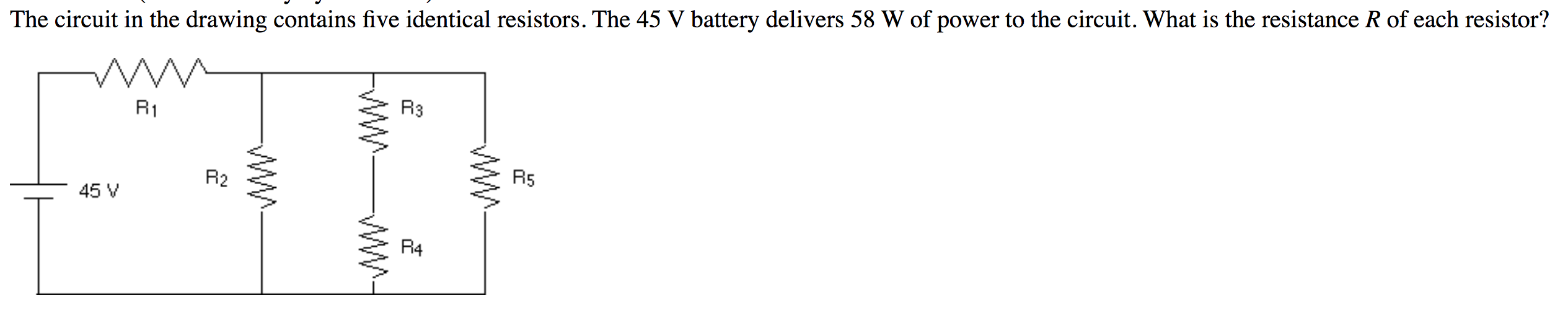 Solved The circuit in the drawing contains five identical | Chegg.com