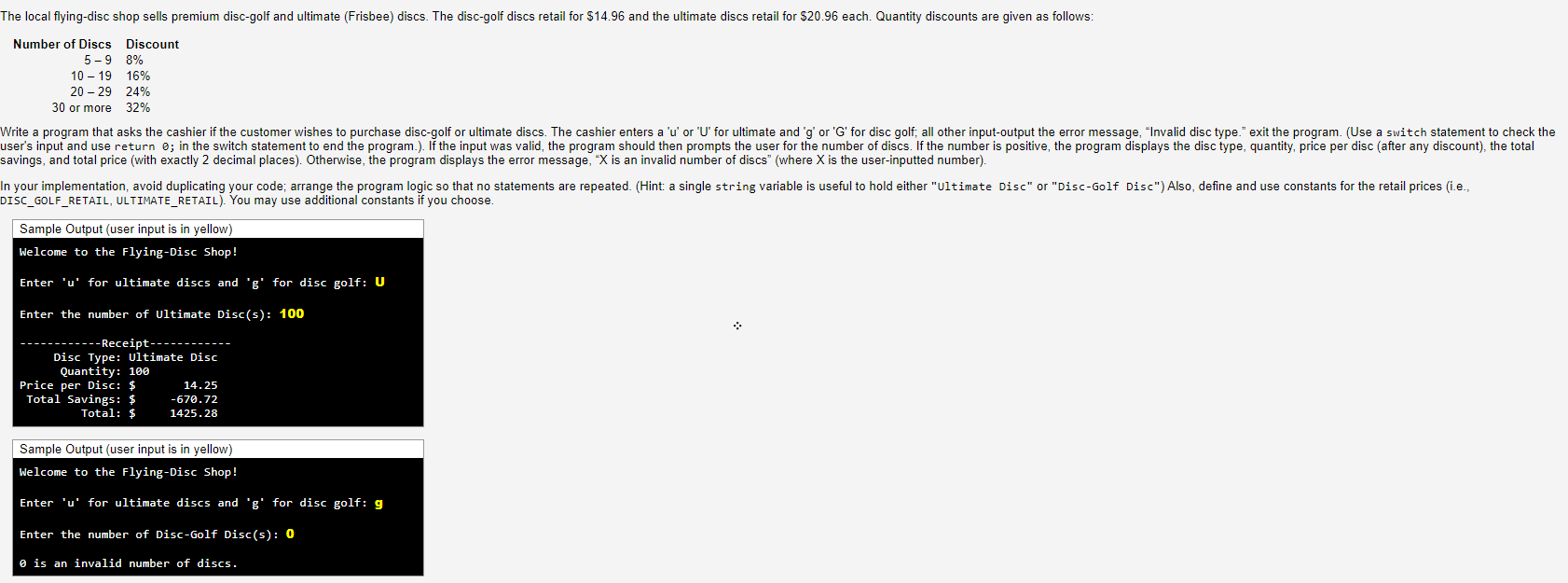 Solved ser's input and use return 0 ; in the switch | Chegg.com