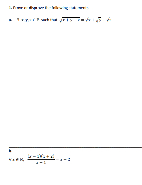 Solved 1. Prove or disprove the following statements. a. 3 | Chegg.com