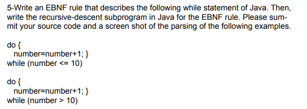 Solved 5-Write an EBNF rule that describes the following | Chegg.com