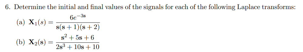 Solved 6. Determine the initial and final values of the | Chegg.com