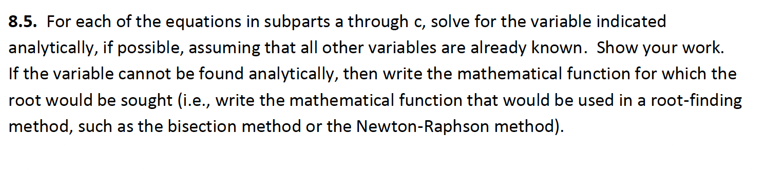 Solved 8.5. For each of the equations in subparts a through | Chegg.com