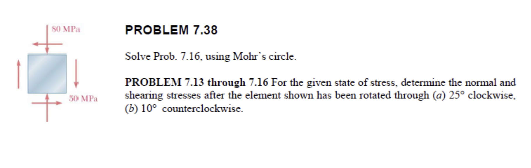 Solved PROBLEM 7.38Solve Prob. 7.16, ﻿using Mohr's | Chegg.com