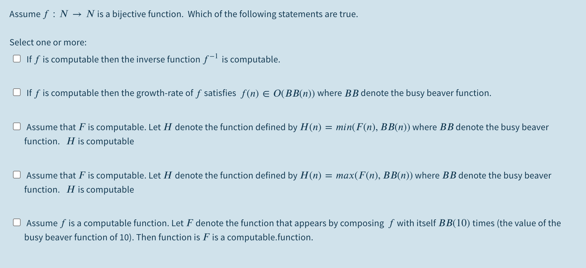 Solved Assume f :N → N is a bijective function. Which of the | Chegg.com