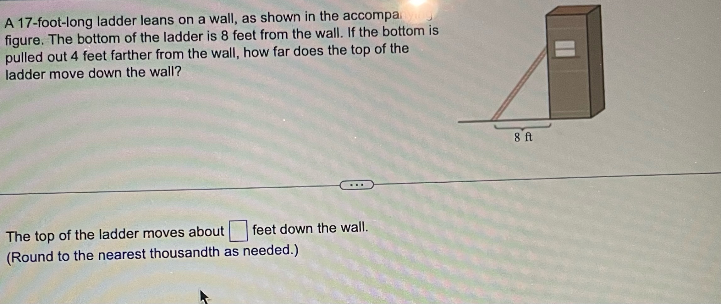 Solved A 17-foot-long ladder leans on a wall, as shown in | Chegg.com