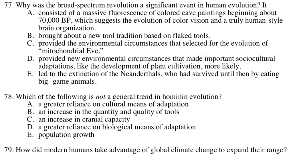 Solved 77. Why was the broad-spectrum revolution a | Chegg.com