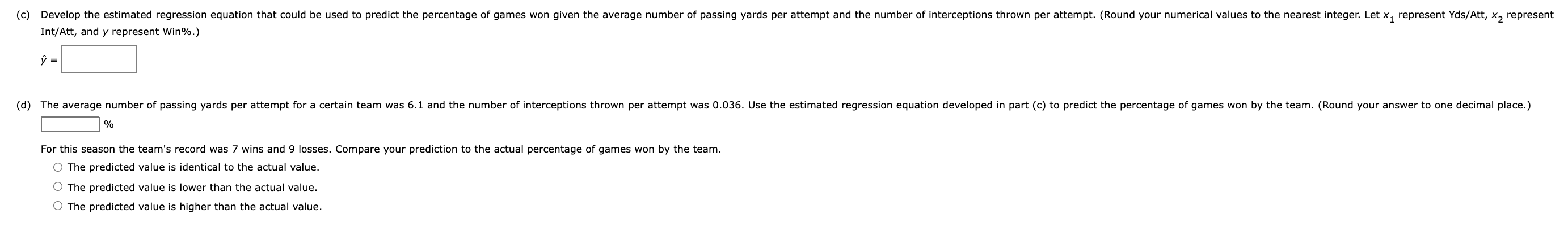 Solved DATAfile: NFLPassing A statistical program is | Chegg.com