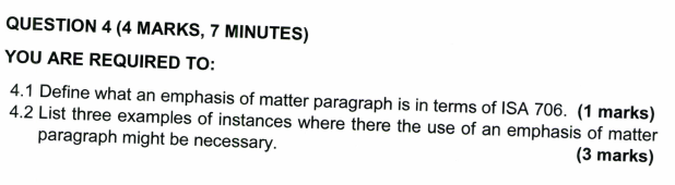 Solved QUESTION 4 (4 MARKS, 7 MINUTES) YOU ARE REQUIRED TO: | Chegg.com