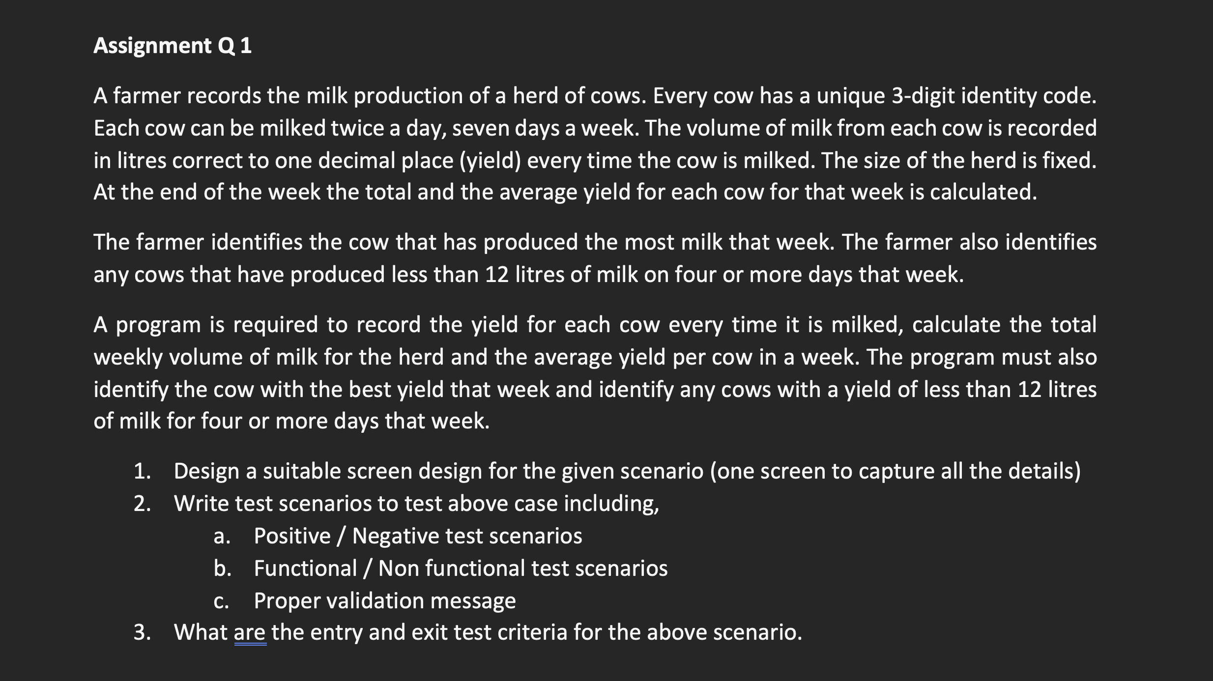 Solved A farmer records the milk production of a herd of | Chegg.com