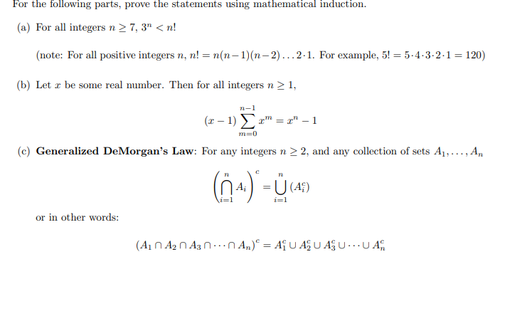 Solved (a) For all integers n≥7,3n | Chegg.com