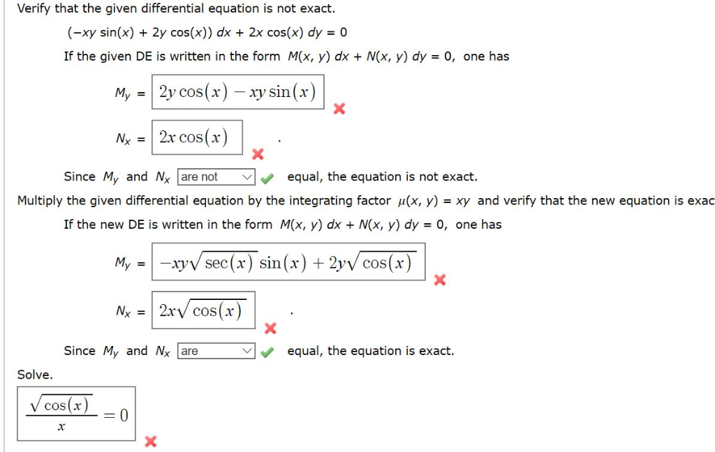 Solved Verify that the given differential equation is not | Chegg.com