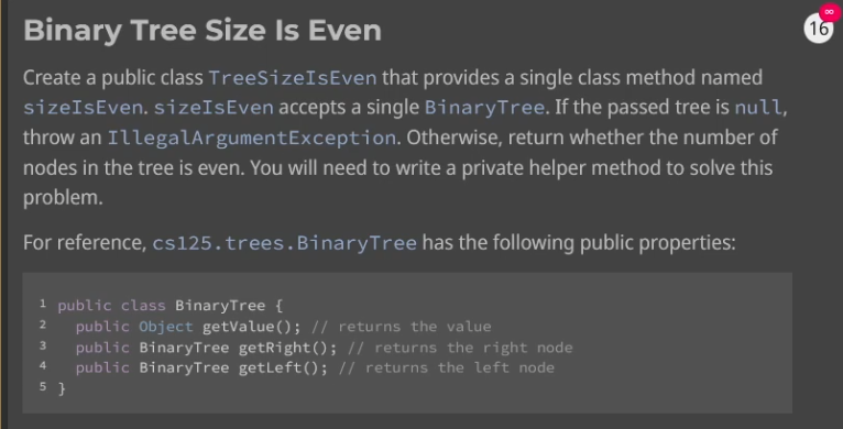 Solved Binary Tree Size Is Even Create A Public Class 1675