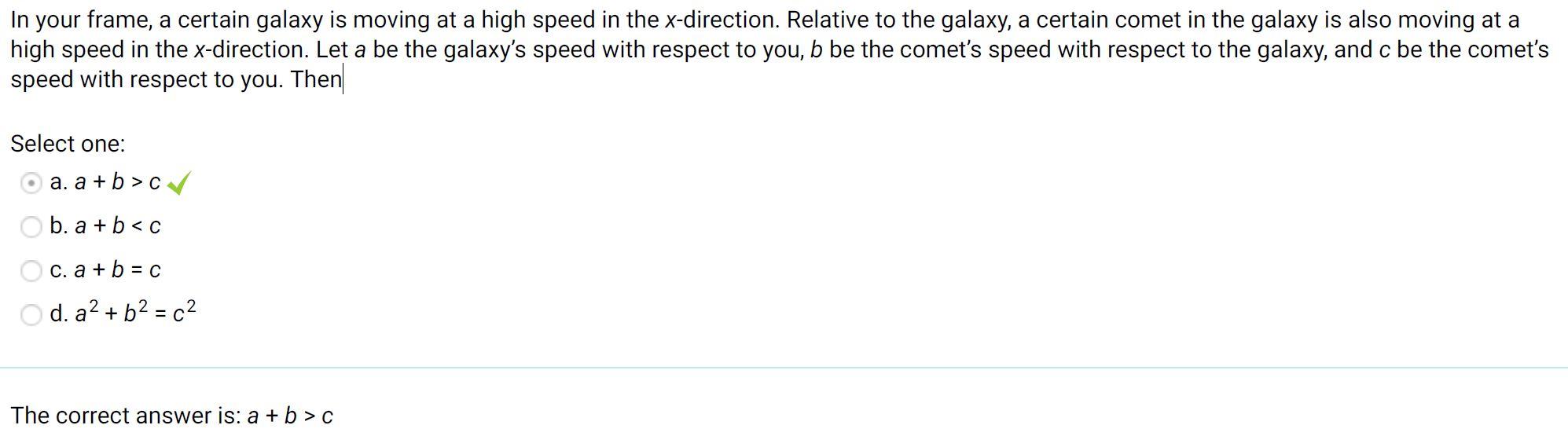 Solved In your frame, a certain galaxy is moving at a high | Chegg.com