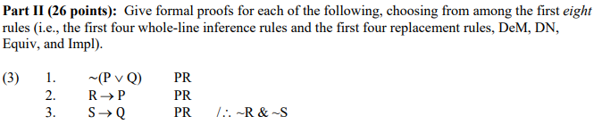 Solved Part II (26 points): Give formal proofs for each of | Chegg.com