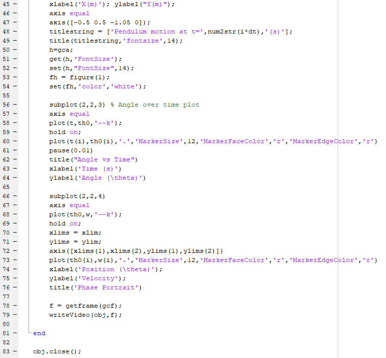 Solved I need help implementing ODE45 into my code. Any help | Chegg.com