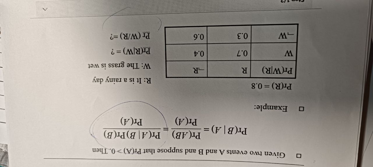 Solved Given two events A and B and suppose that Pr(A)>0. | Chegg.com