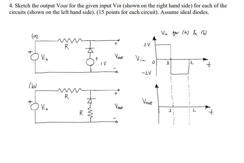 Solved 4. Sketch the output Vout for the given input Vin | Chegg.com