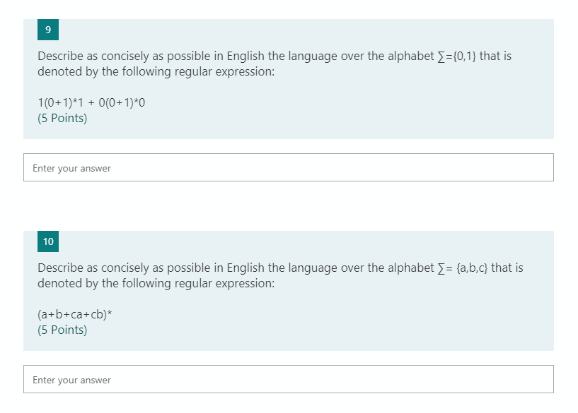 Solved 9 Describe as concisely as possible in English the | Chegg.com
