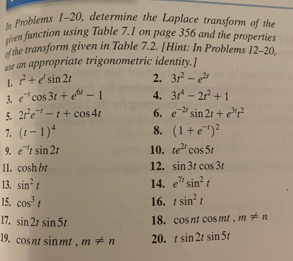 Solved Determine Laplace transform of the given function | Chegg.com