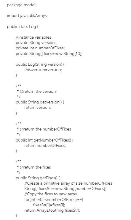 Solved package model; import java.util.Arrays; public class | Chegg.com