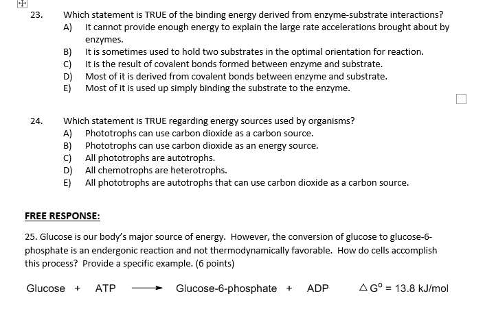 Solved 23 Which Statement Is True Of The Binding Energy