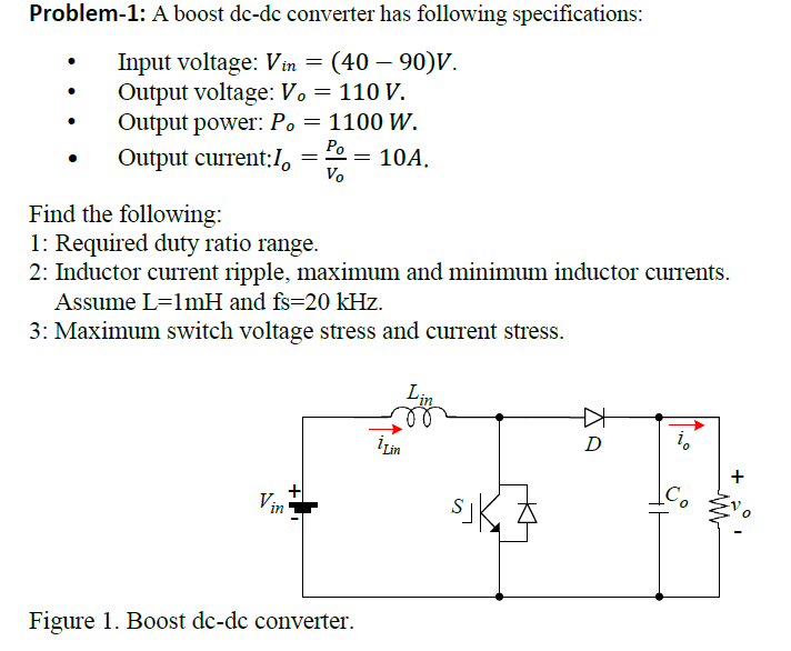 Solved Problem-1: A boost dc-dc ﻿converter has following | Chegg.com