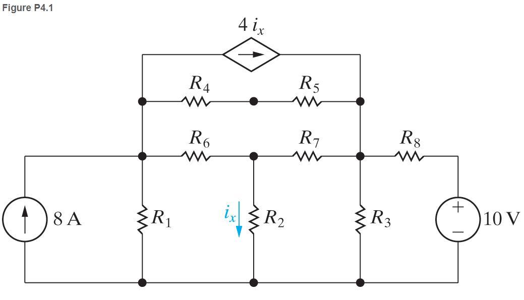 Solved Figure P4.1 4ix R4 R5 R6 R7 Rg w 8A R1 R2 R3 10 V - | Chegg.com