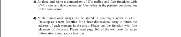 Solved 3) Analyze and write a comparison of C's malloc and | Chegg.com