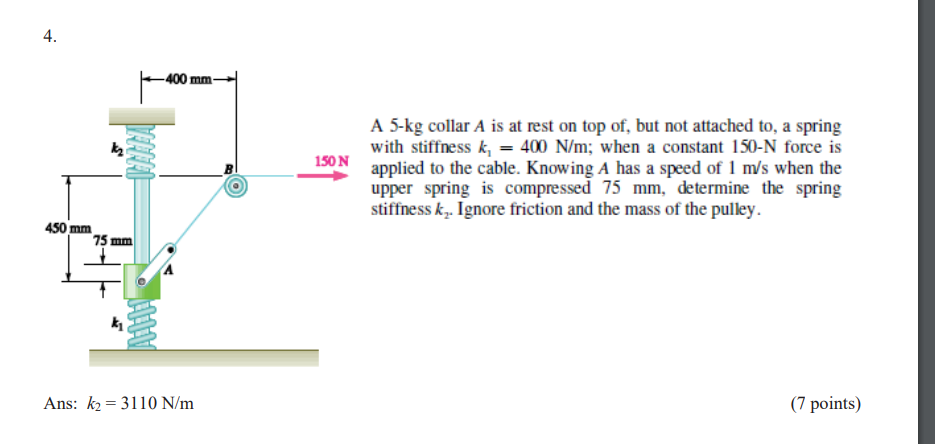 Solved A 5-kg collar A is at rest on top of, but not | Chegg.com
